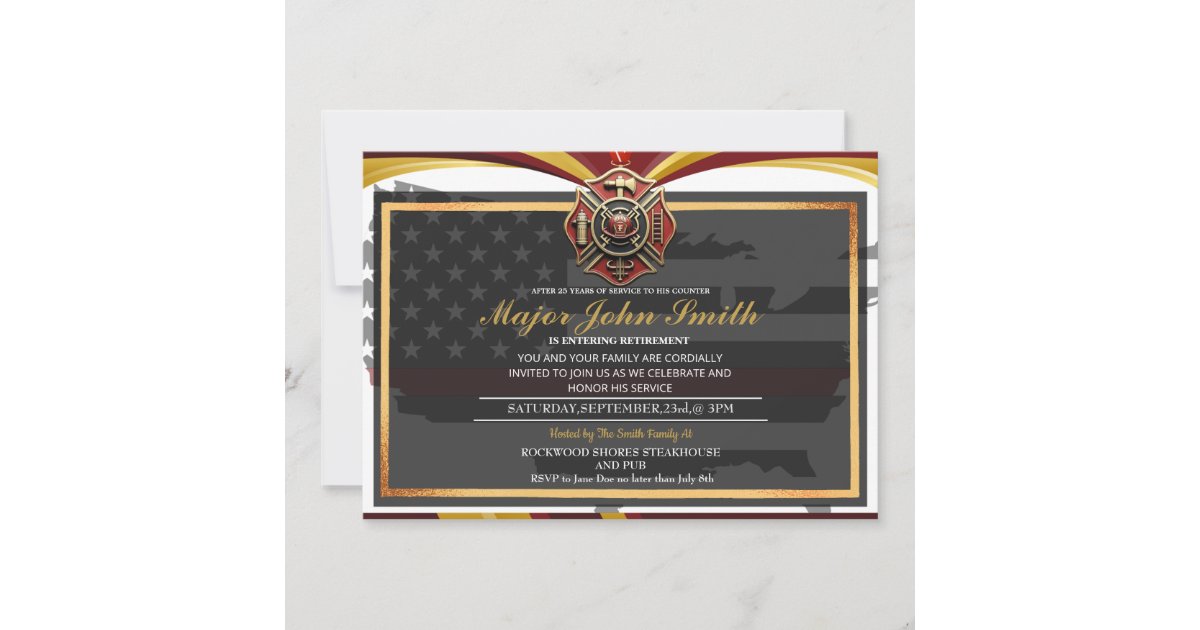 Certificate Firefighter Retirement Party Invitation | Zazzle
