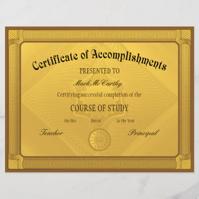 Certificate of Accomplishment Template Flyer | Zazzle