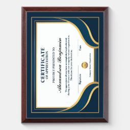 Certificate Of Achievement Excellence Professional Award Plaque | Zazzle