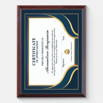 Certificate Of Achievement Excellence Professional Award Plaque | Zazzle