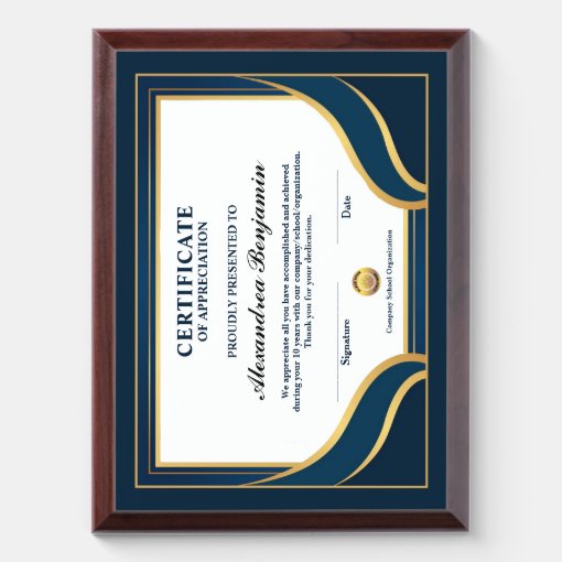 Certificate Of Achievement Excellence Professional Award Plaque | Zazzle