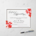 Certificate of Appreciation Award red Floral | Zazzle