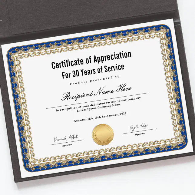 Certificate of Appreciation for Years of Service | Zazzle