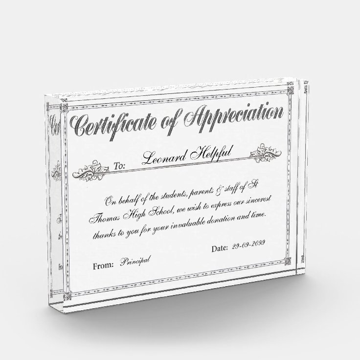 Certificate of Appreciation Personalized Award | Zazzle