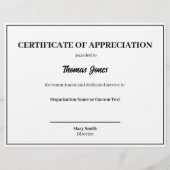 Certificate of Appreciation Text Template Award | Zazzle