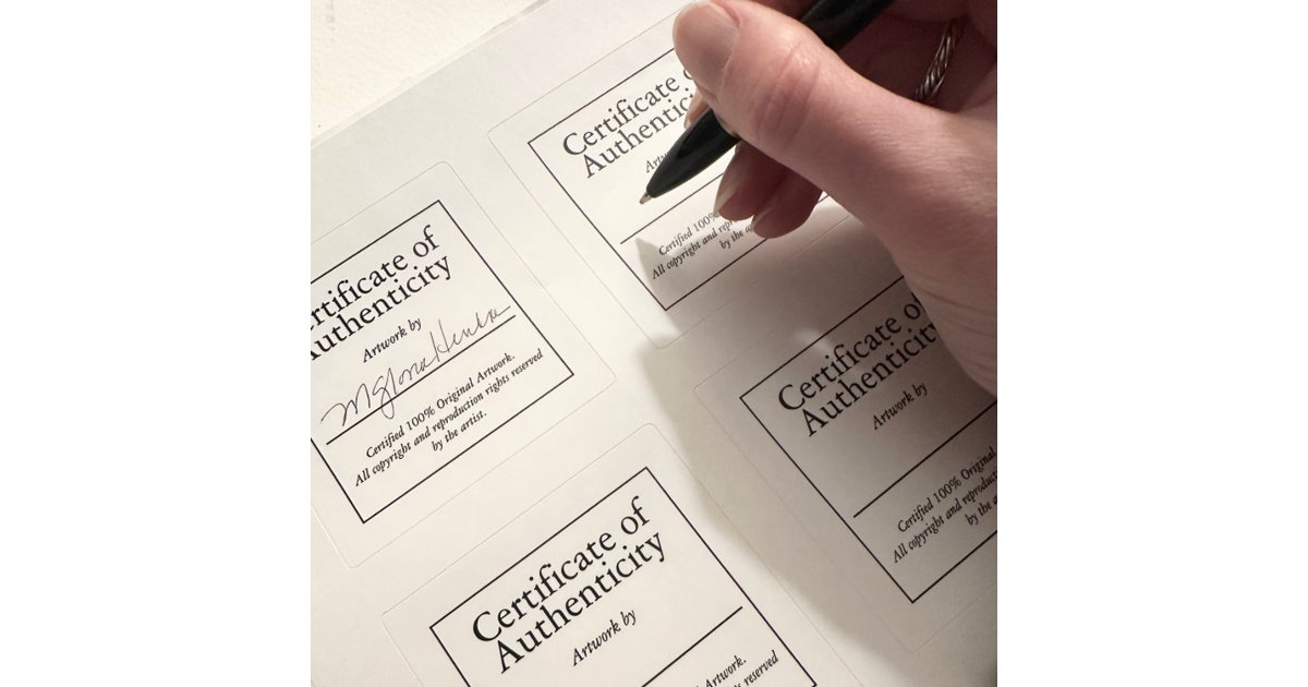 Certificate of Authenticity Art Signature Sticker | Zazzle