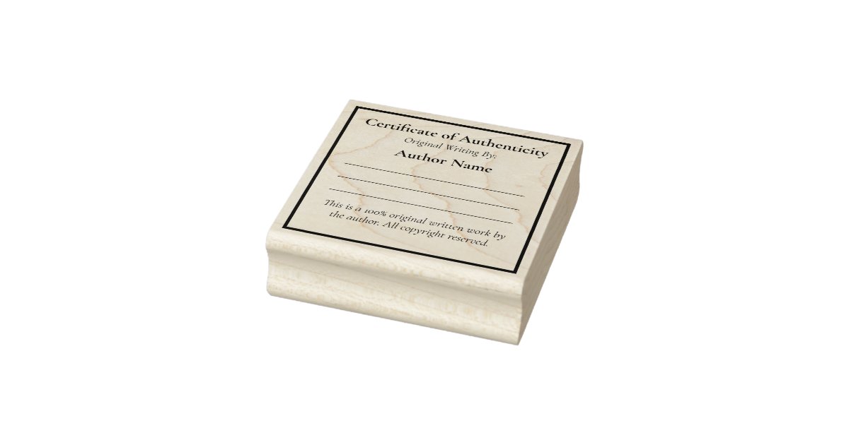 Certificate of Authenticity for Writers Rubber Stamp | Zazzle