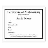 Certificate of Authenticity Limited Edition Art Rubber Stamp | Zazzle