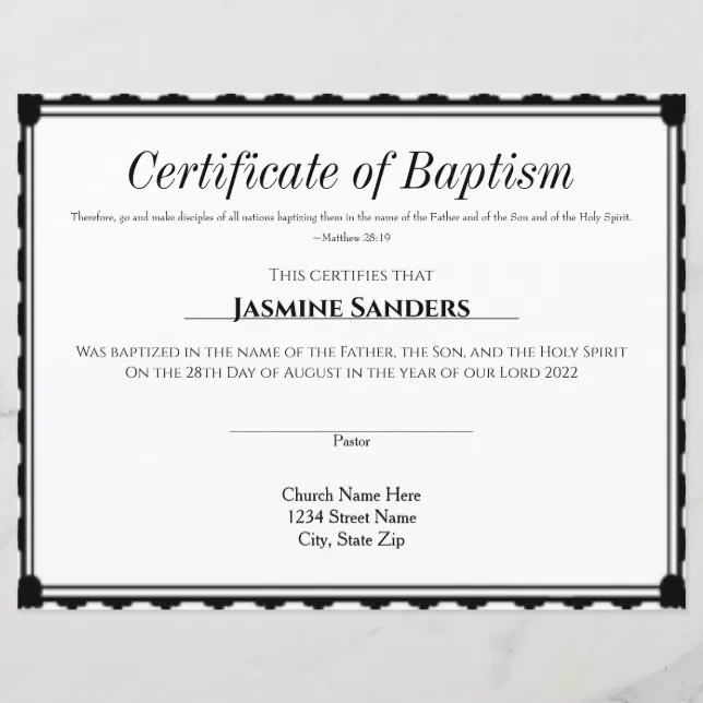 Certificate of Baptism | Zazzle