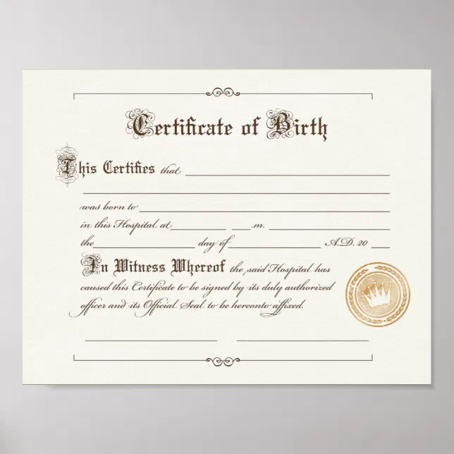 Certificate of Birth Art Print | Zazzle