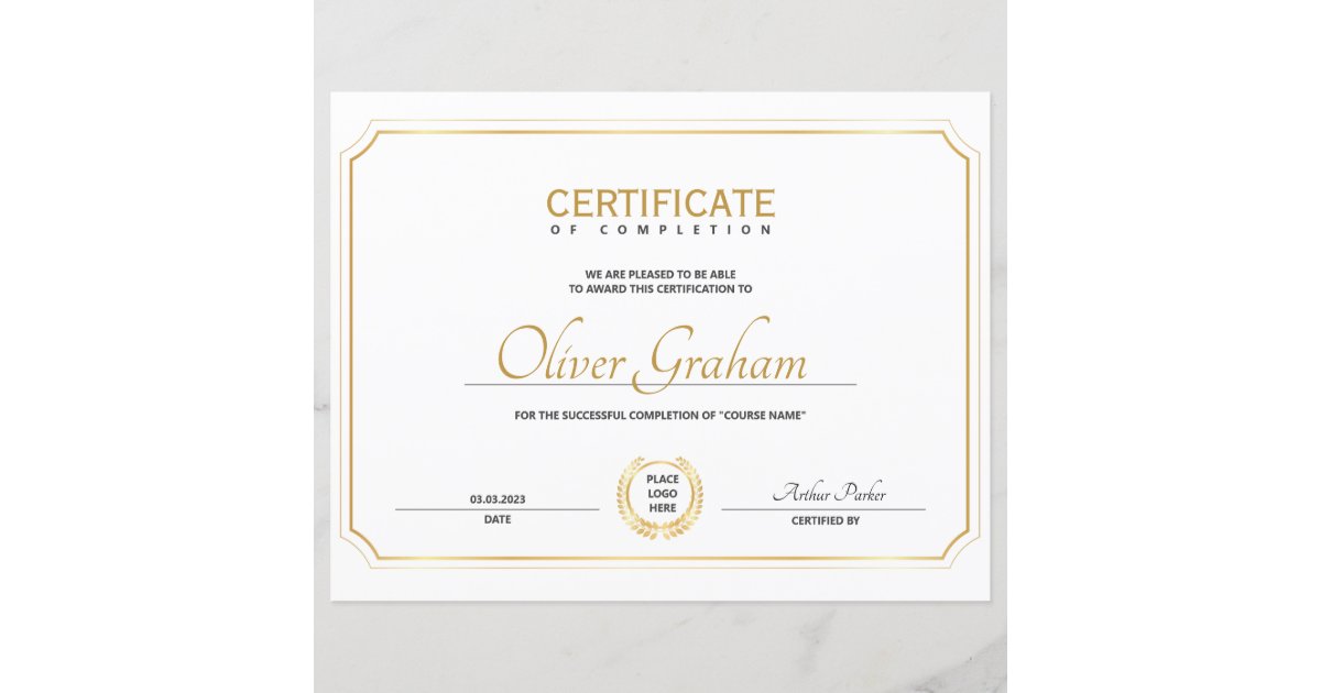 Certificate of Completion Award | Zazzle