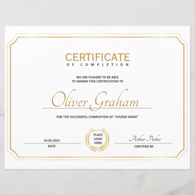 Certificate of Completion Award | Zazzle