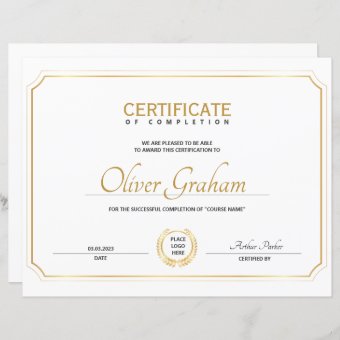 Certificate of Completion Award | Zazzle