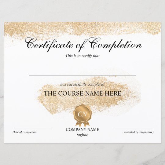 Certificate of Completion Award Course Completion | Zazzle.com