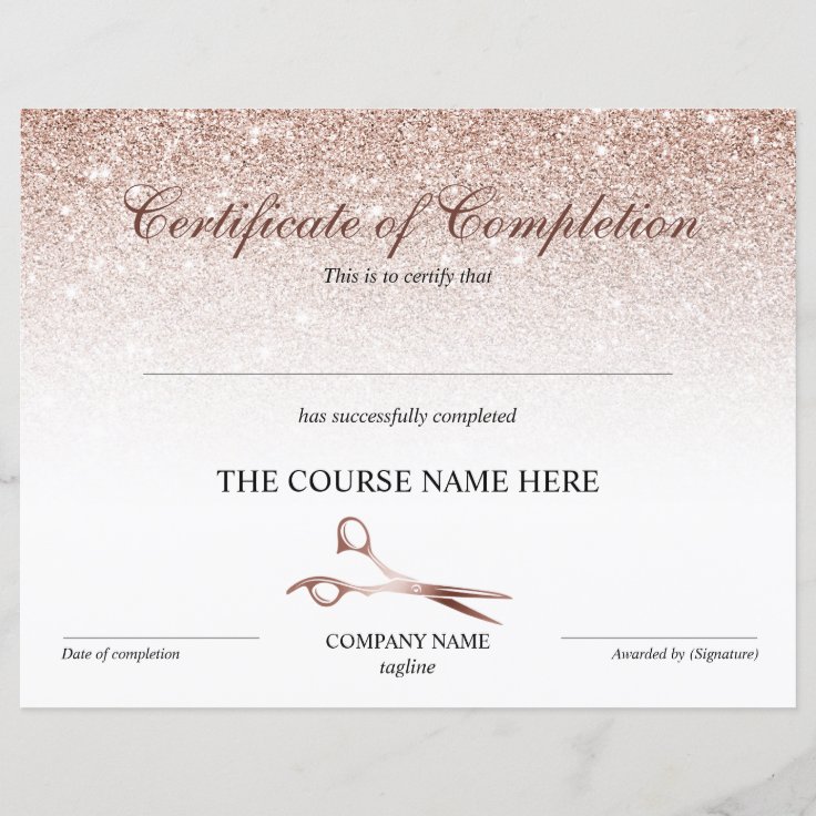 Certificate of Completion Award Hair Stylist | Zazzle