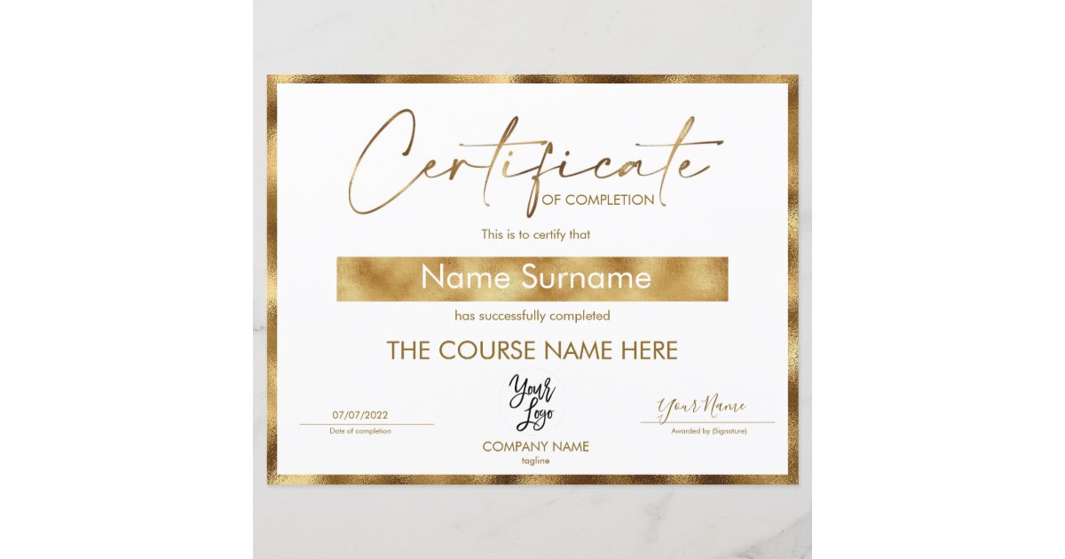 Certificate of Completion Course Completion Logo | Zazzle