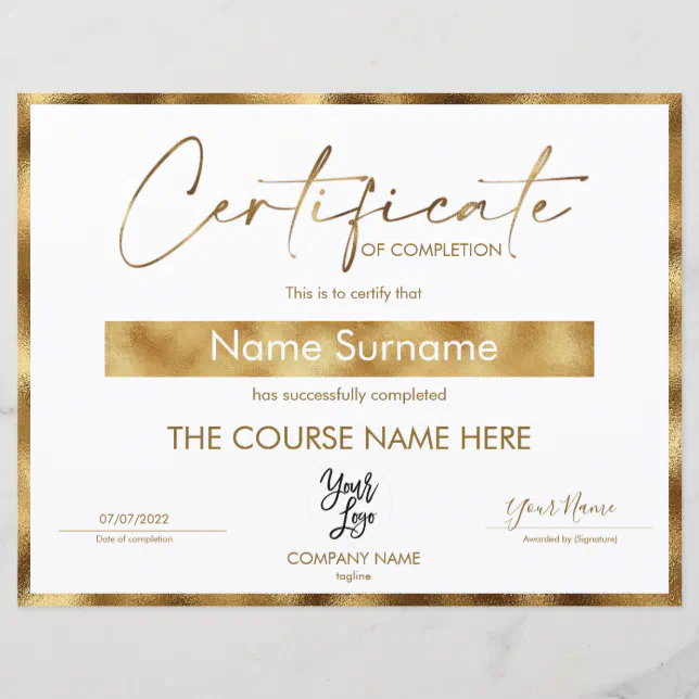 Certificate of Completion Course Completion Logo | Zazzle