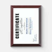 Certificate of Completion Custom Watermark Award Plaque | Zazzle