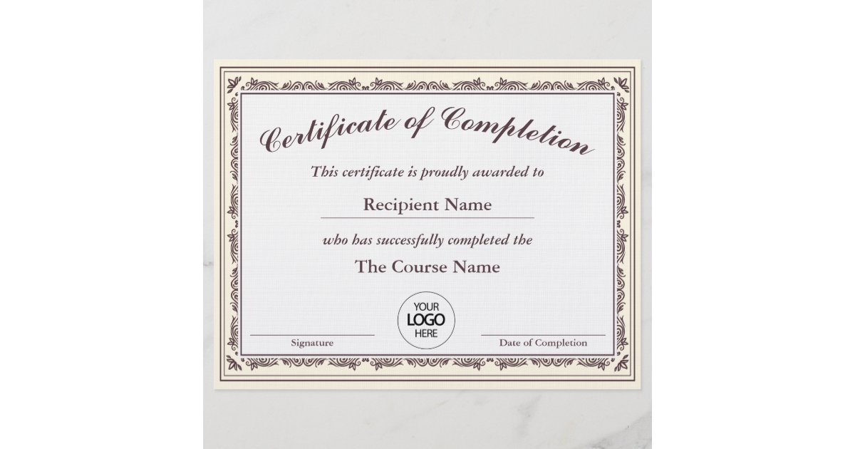 Certificate of Completion Customizable Award | Zazzle