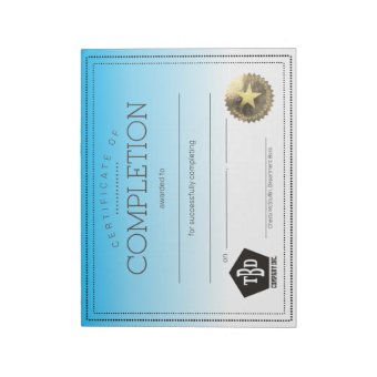 Certificate of completion fill-in employee awards notepad | Zazzle