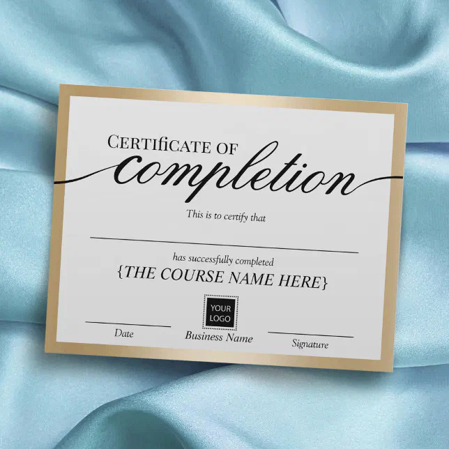 Certificate of Completion Gold Frame Award | Zazzle