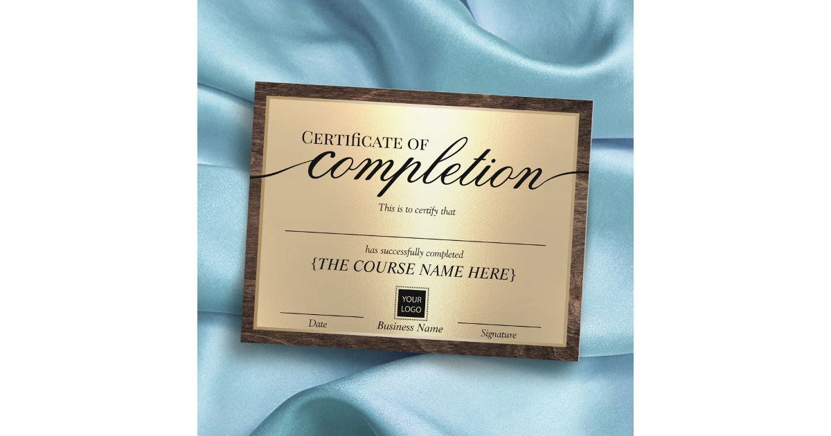 Certificate of Completion Gold & Wood Award | Zazzle