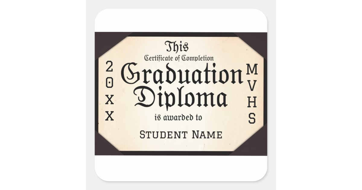 Certificate of Completion Graduation Square Sticker | Zazzle