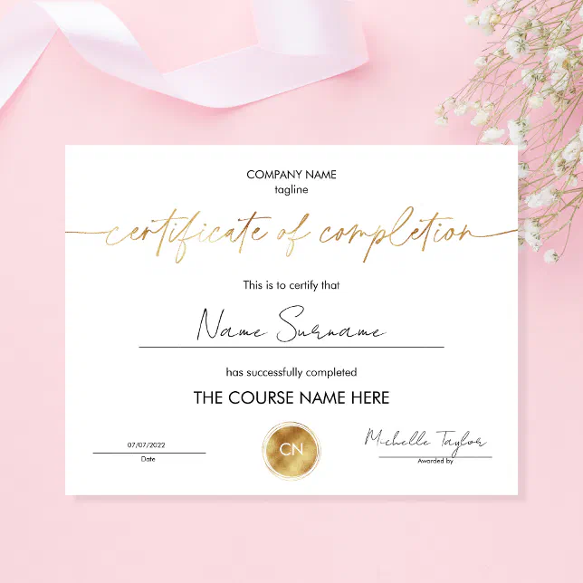 Certificate of Completion Participation Diploma | Zazzle