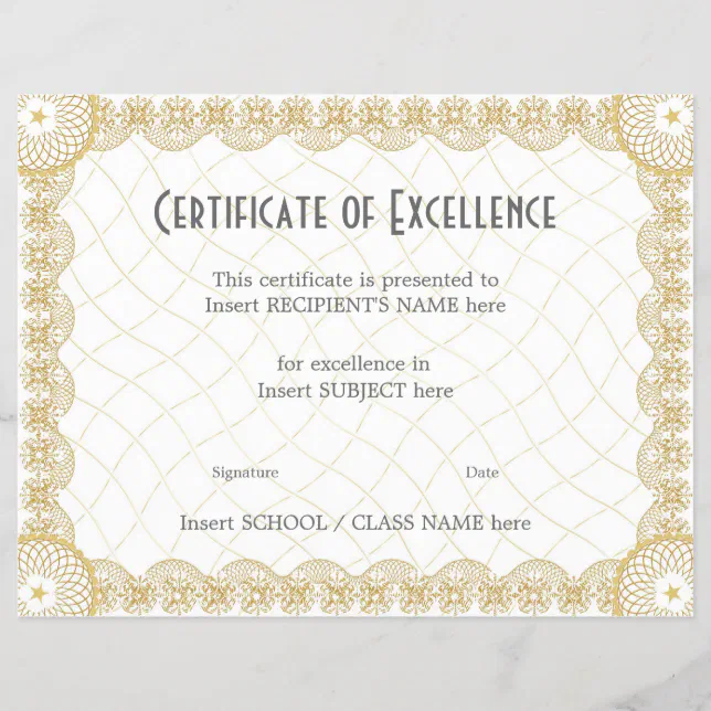 CERTIFICATE OF EXCELLENCE | Zazzle