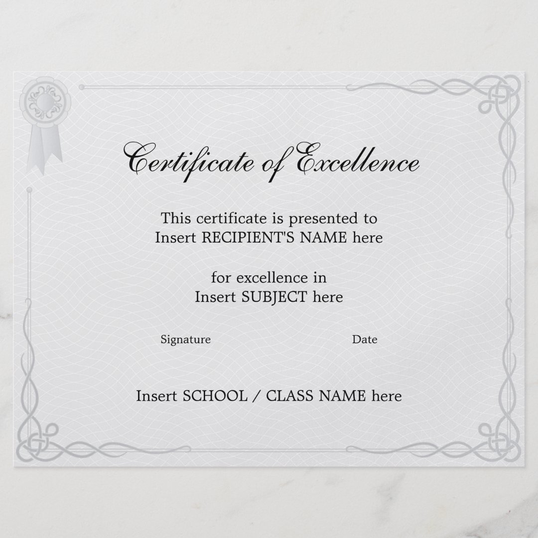 CERTIFICATE OF EXCELLENCE FLYER | Zazzle