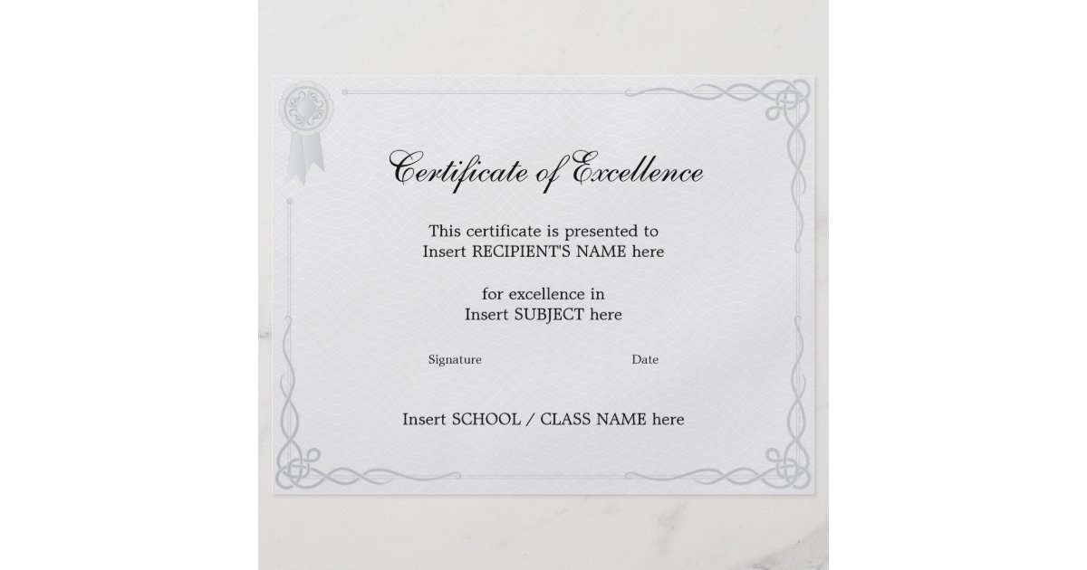 CERTIFICATE OF EXCELLENCE FLYER | Zazzle