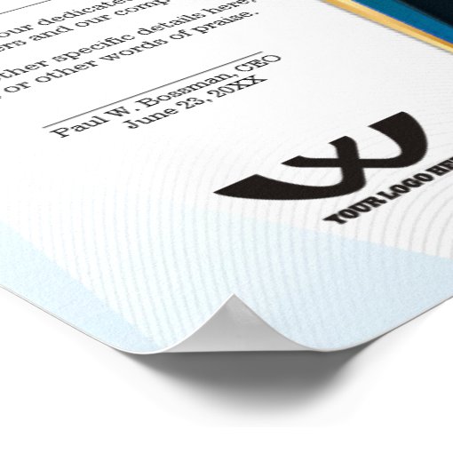 Certificate of excellence staff employee award poster | Zazzle