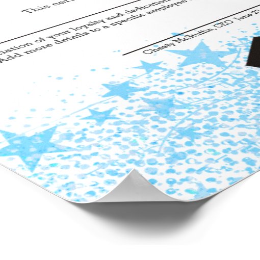 Certificate of excellence staff employee award poster | Zazzle