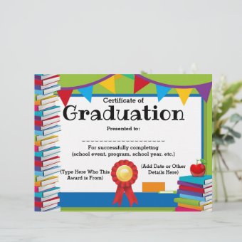 Certificate of Graduation Customizable Kids 8.5x11 | Zazzle