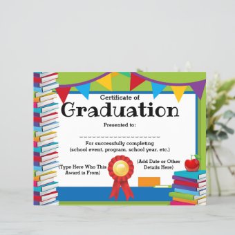 Certificate of Graduation Customizable Kids 8.5x11 | Zazzle