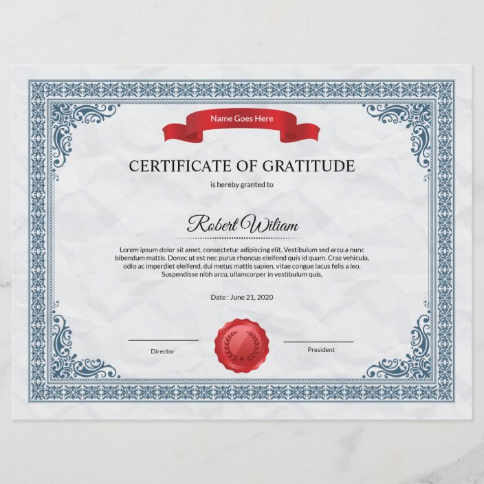 Certificate of Gratitude | Zazzle.com
