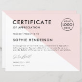 Certificate Pink Professional Logo Award Template | Zazzle