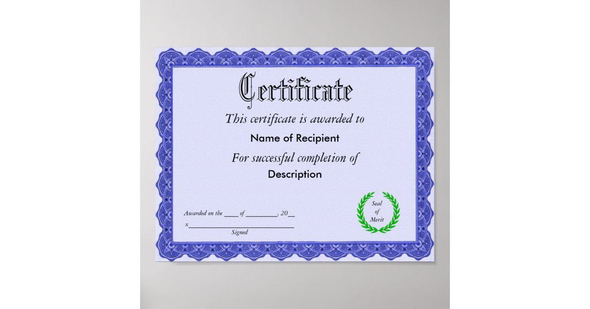 Certificate Poster | Zazzle
