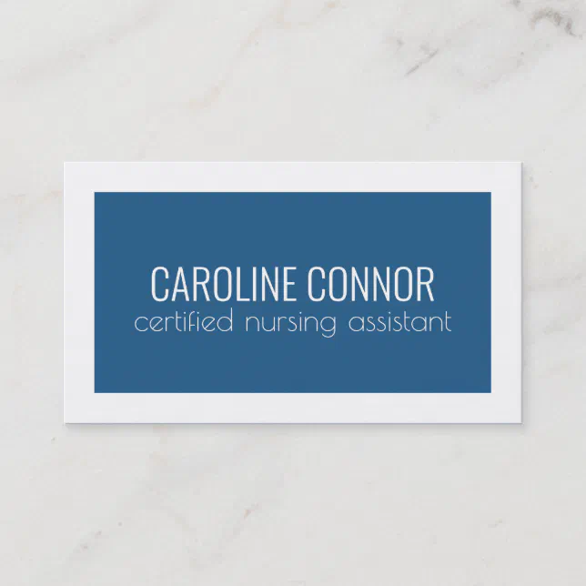 Certified Nursing Assistant Blue & White Border Business Card | Zazzle
