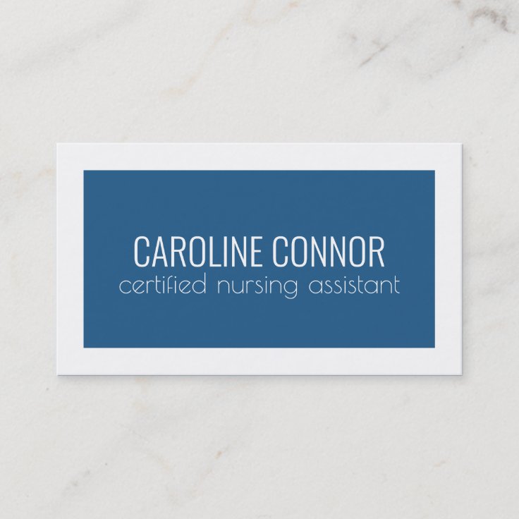 Certified Nursing Assistant Blue & White Border Business Card | Zazzle