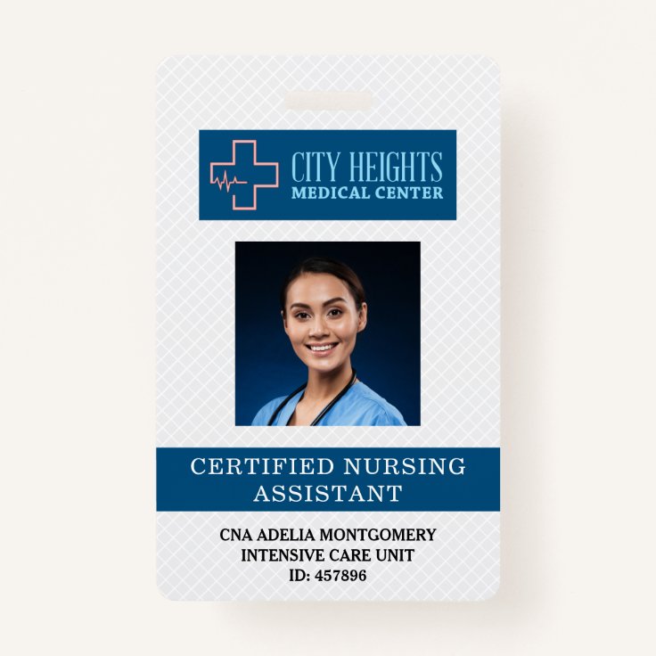 Certified Nursing Assistant CNA Name Photo ID Logo Badge | Zazzle