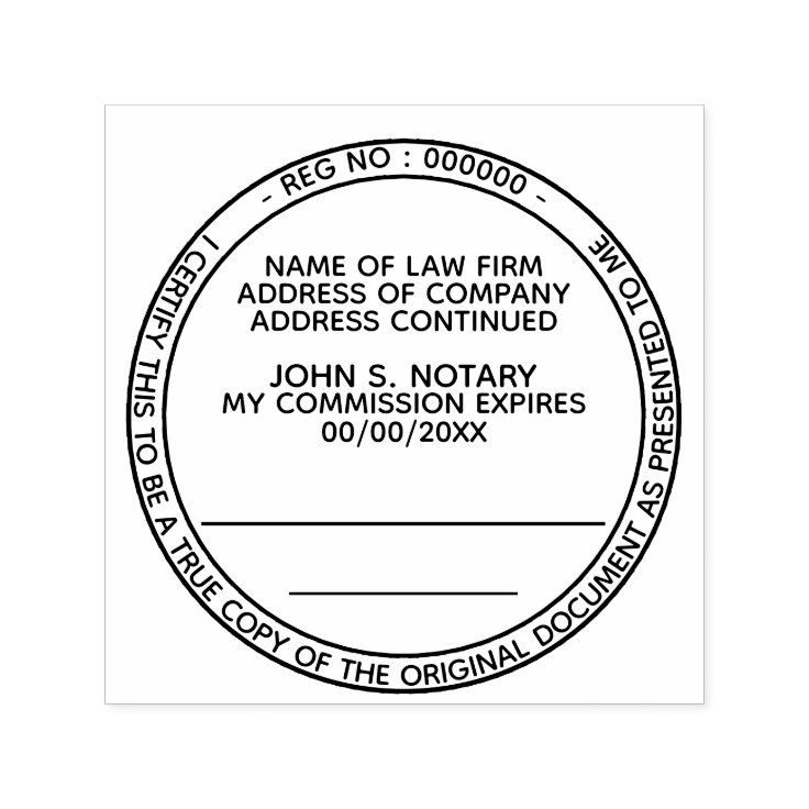 Certified true copy notary public law round black self-inking stamp ...
