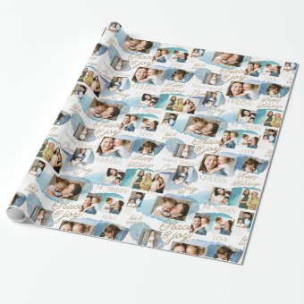 Cerulean Holiday 10 Photo Collage Wrapping Paper | Zazzle