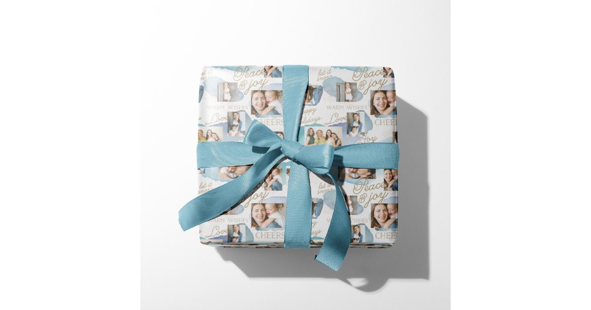 Cerulean Holiday 10 Photo Collage Wrapping Paper | Zazzle