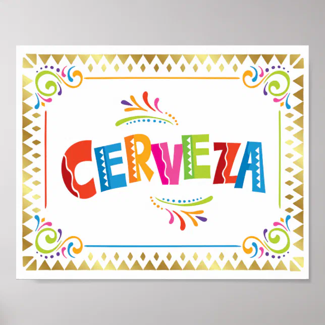 CERVEZA Fiesta Party Beer Sign Print | Zazzle