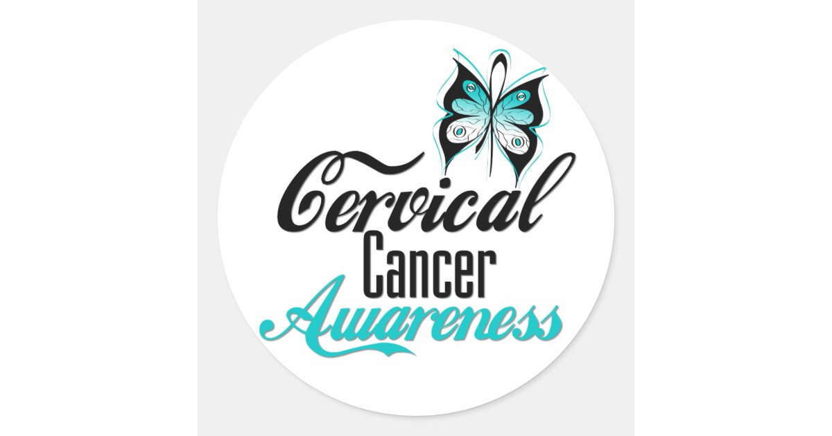 Cervical Cancer Awareness Butterfly Classic Round Sticker | Zazzle