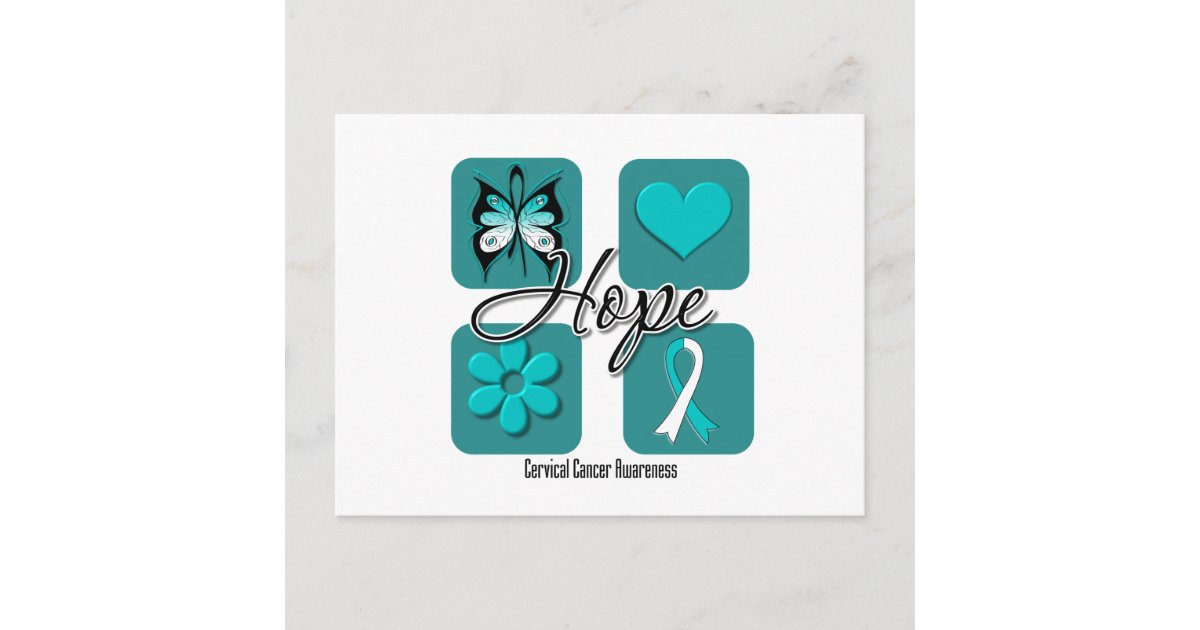 Cervical Cancer Hope Love Inspire Awareness Postcard | Zazzle