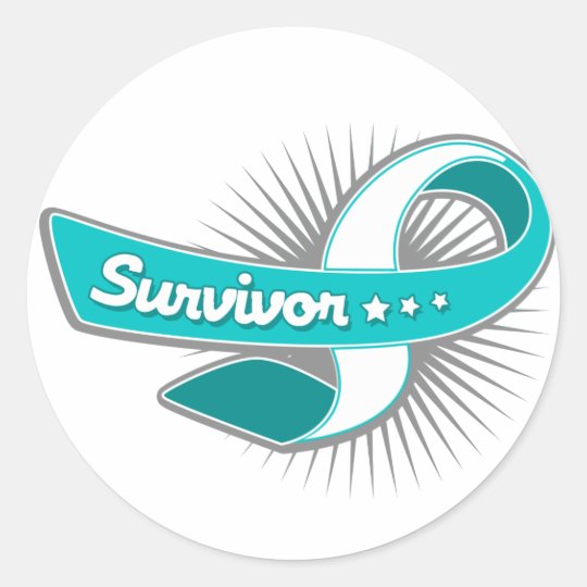 Cervical Cancer Survivor Ribbon Classic Round Sticker | Zazzle.com