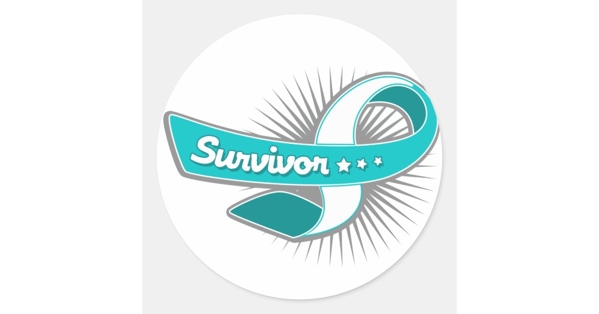 Cervical Cancer Survivor Ribbon Classic Round Sticker | Zazzle
