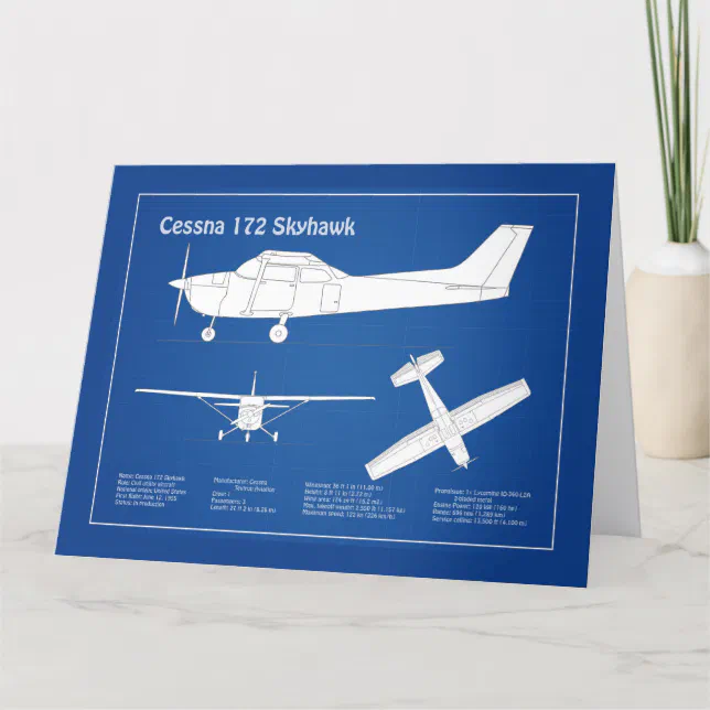 Cessna 172 Skyhawk - Airplane Blueprint Plans ABD Thank You Card | Zazzle